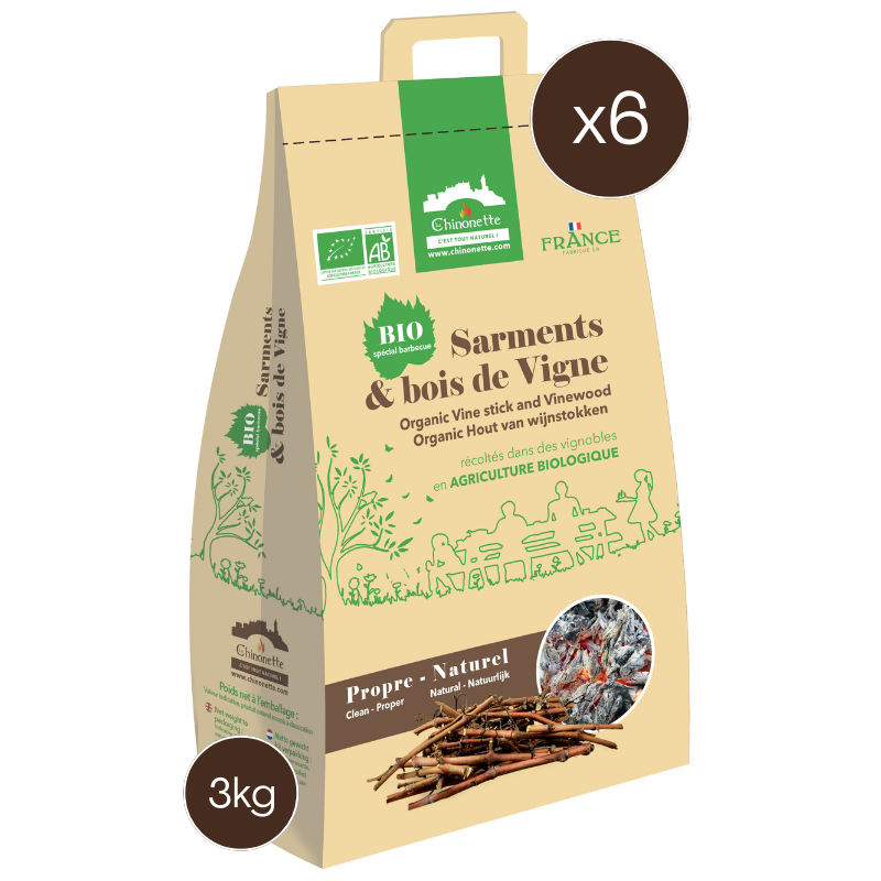 Carton Découverte BIO Barbecue : Sarments et Bois de Vigne | La Chinonette